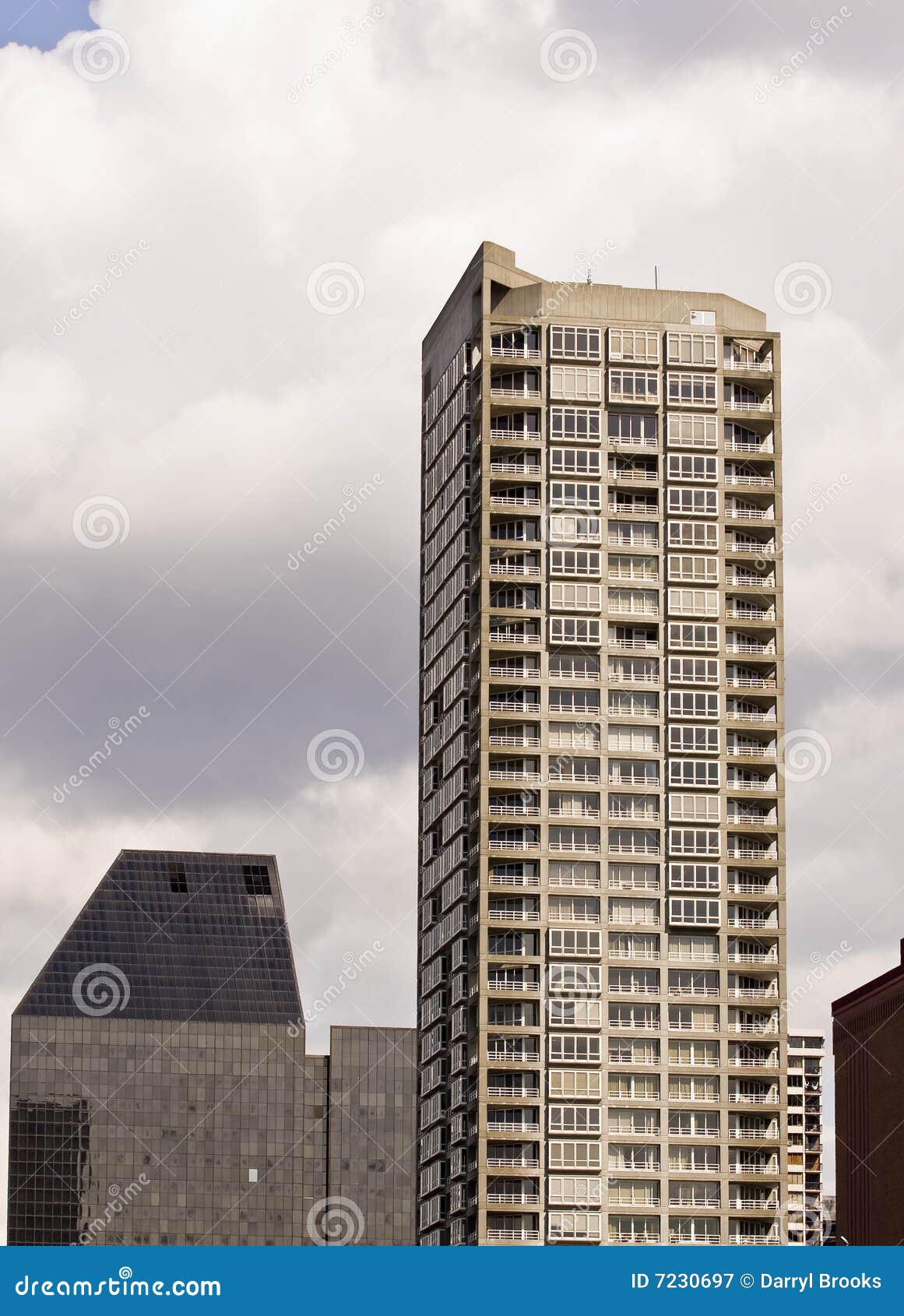 Grey Condo Tower with Balconies Stock Image - Image of living, downtown ...