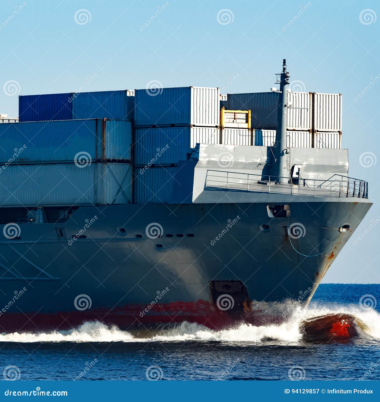 Grey container ship stock image. Image of ocean, vessel - 94129857