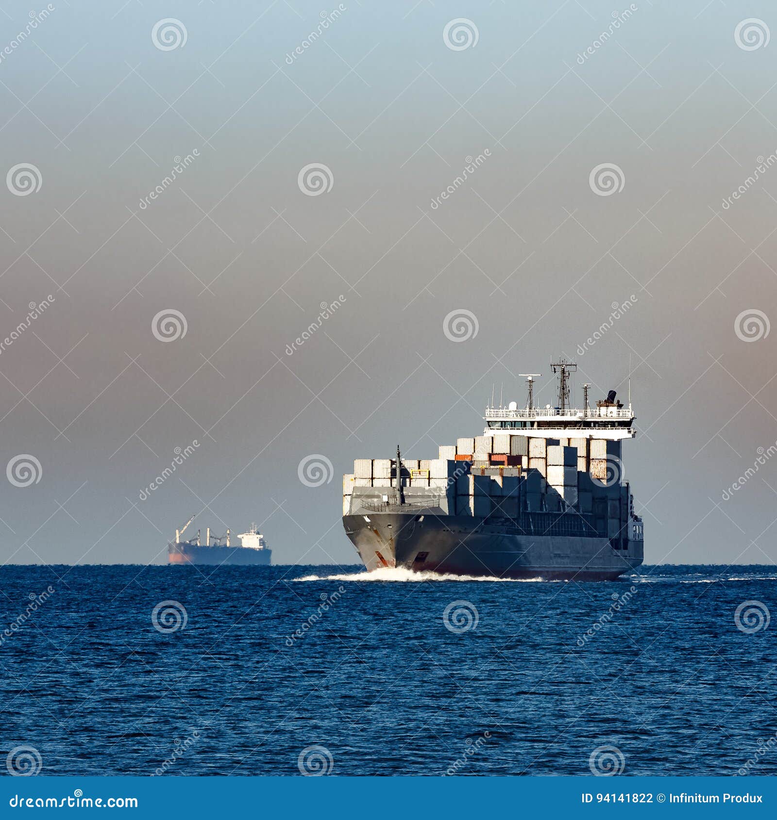 Grey container ship stock photo. Image of export, moving - 94141822