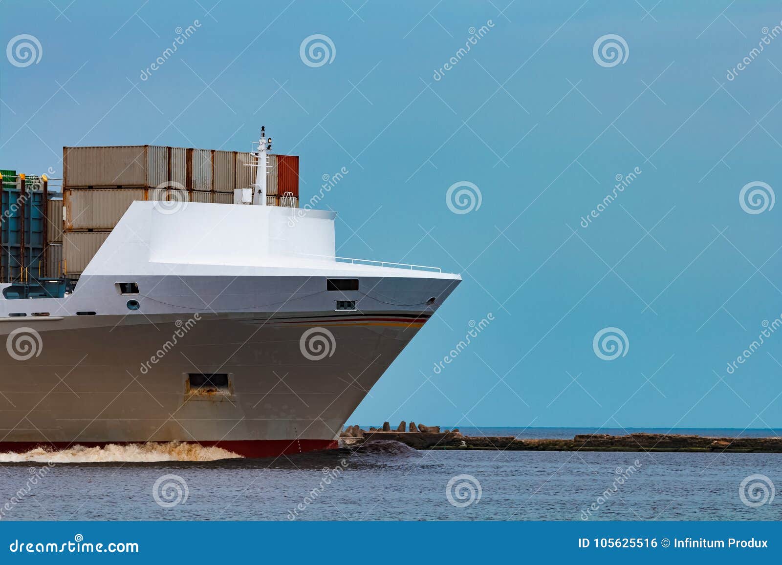 Grey Container Ship Underway Stock Photo - Image of large, sailing ...