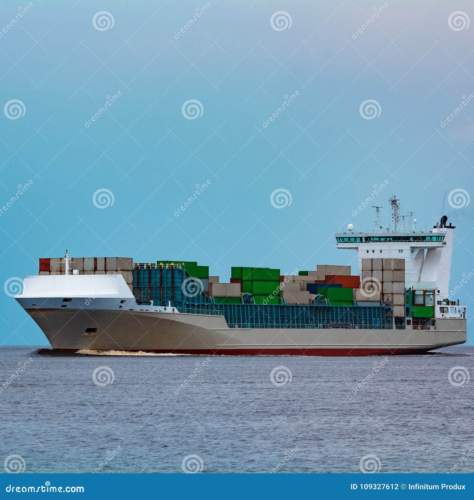 Grey Container Ship Underway Stock Photo - Image of cargo, metal: 109327612