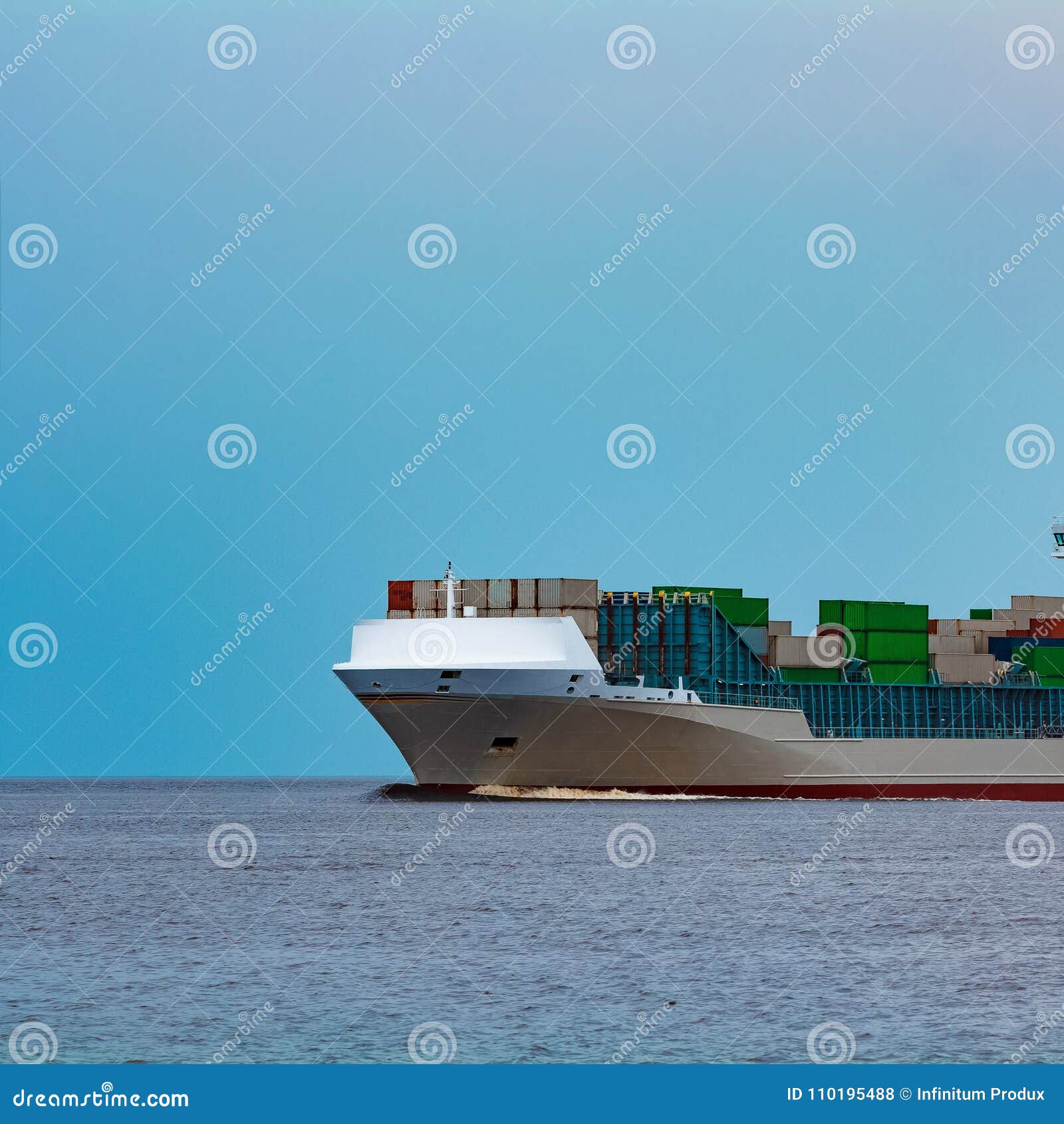 Grey Container Ship Underway Stock Photo - Image of freight, large ...