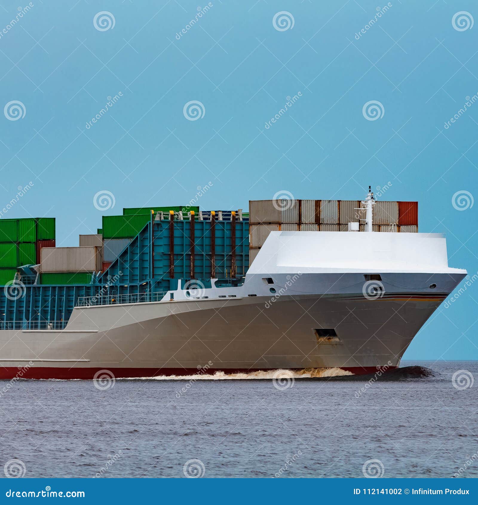 Grey Container Ship Underway Stock Photo - Image of production, boat ...