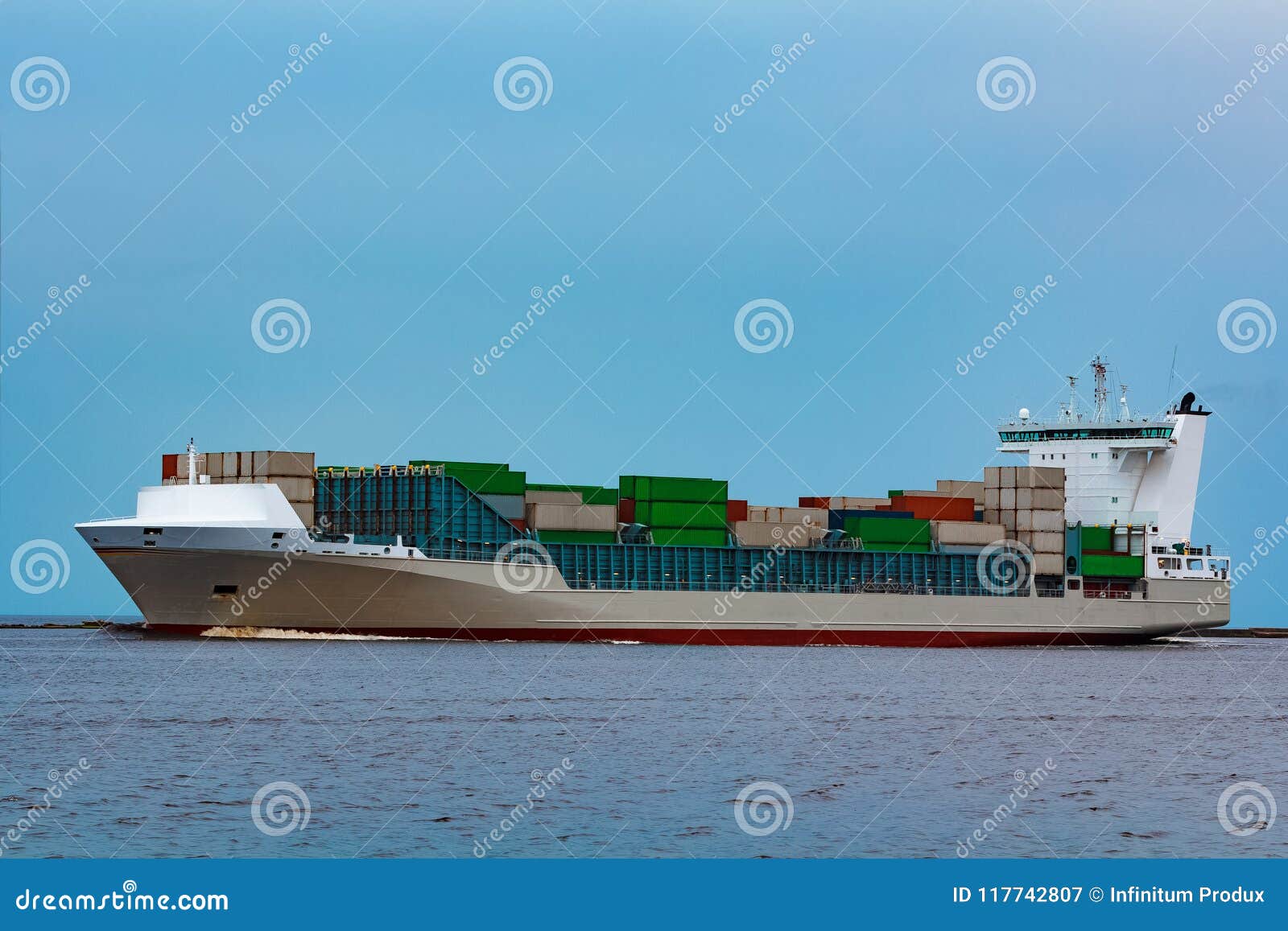 Grey Container Ship Underway Stock Image - Image of freight, commercial ...