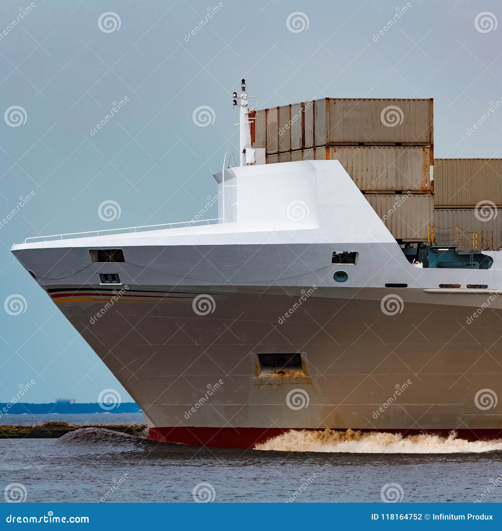 Grey Container Ship Underway Stock Photo - Image of delivering, europe ...