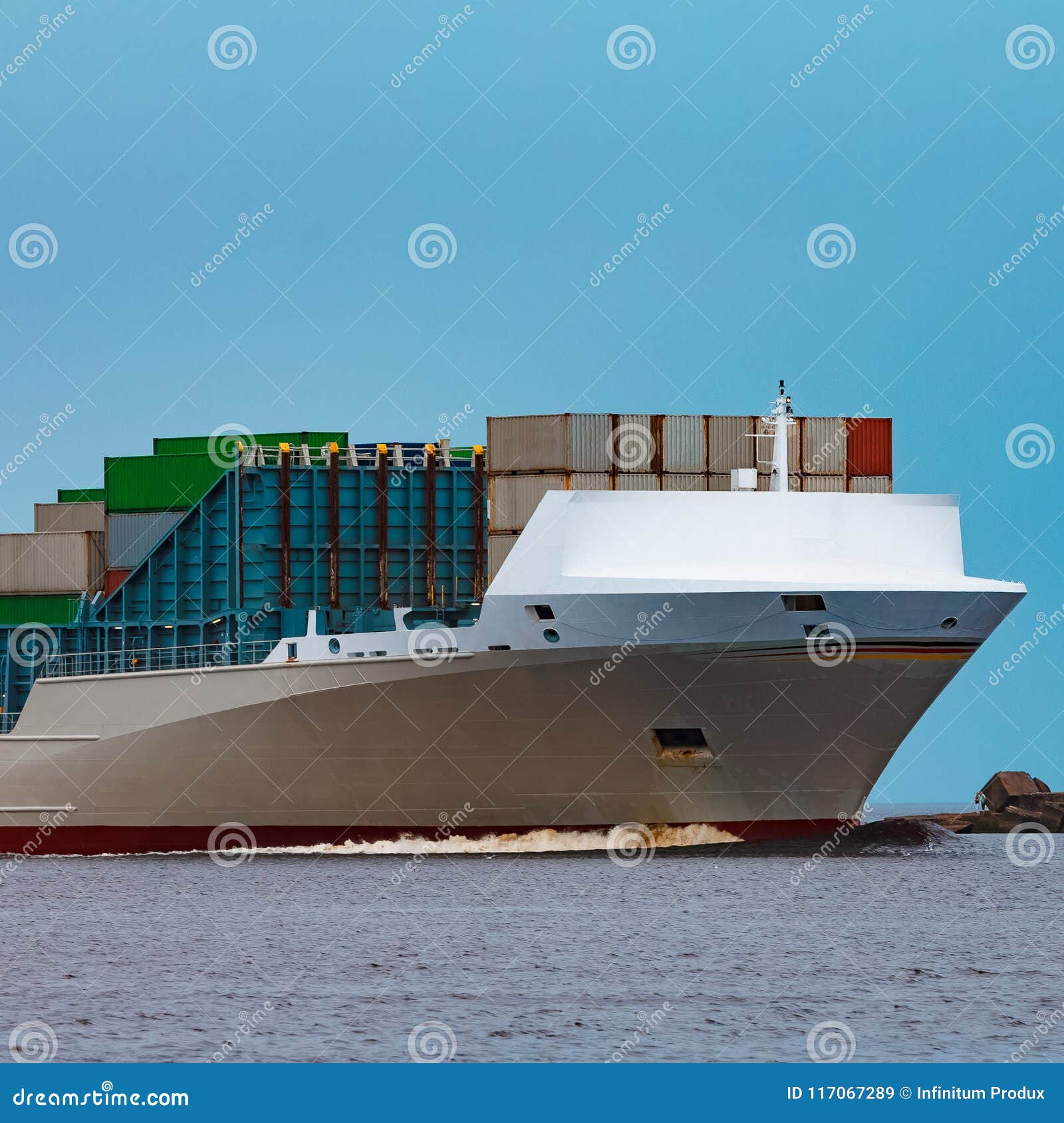 Grey Container Ship Underway Stock Image - Image of grey, freight ...
