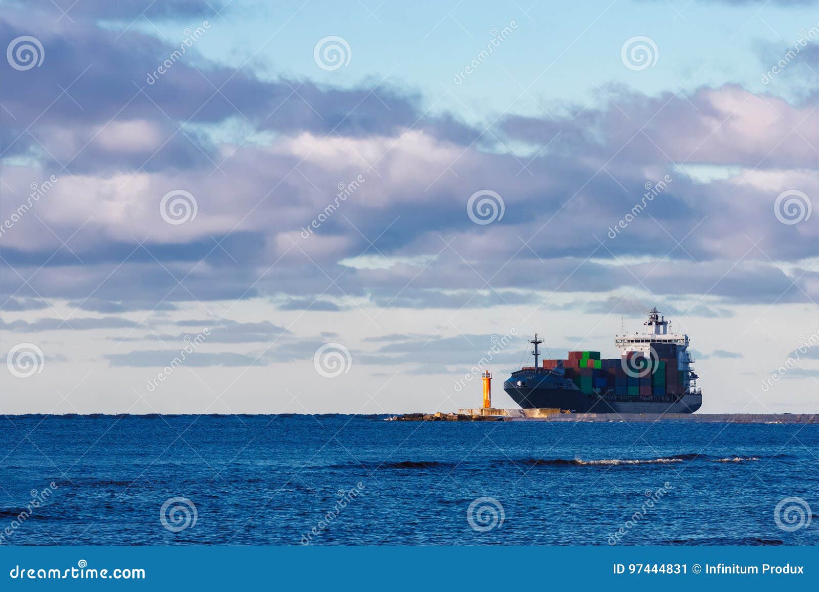 Grey container ship stock image. Image of modern, business - 97444831