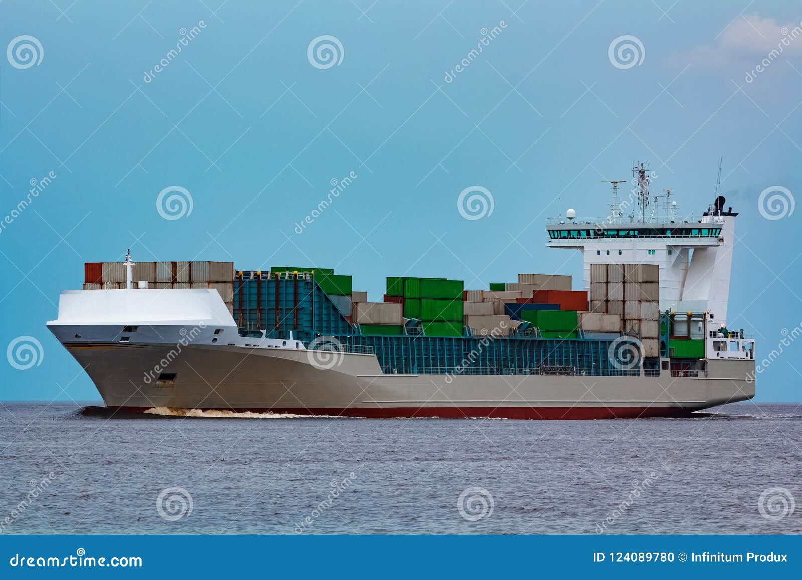 Grey Container Ship Underway Stock Photo - Image of delivering ...