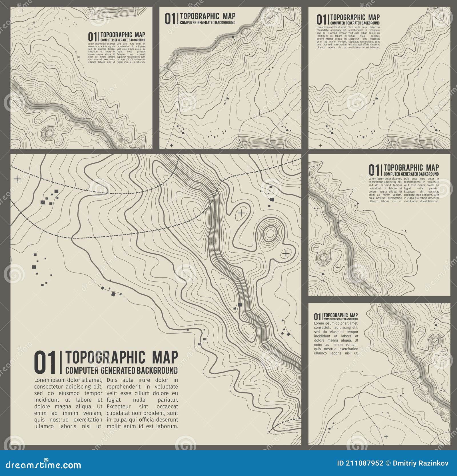 Topographic Pattern Texture Vector Set. Grey Contours Vector Topography ...