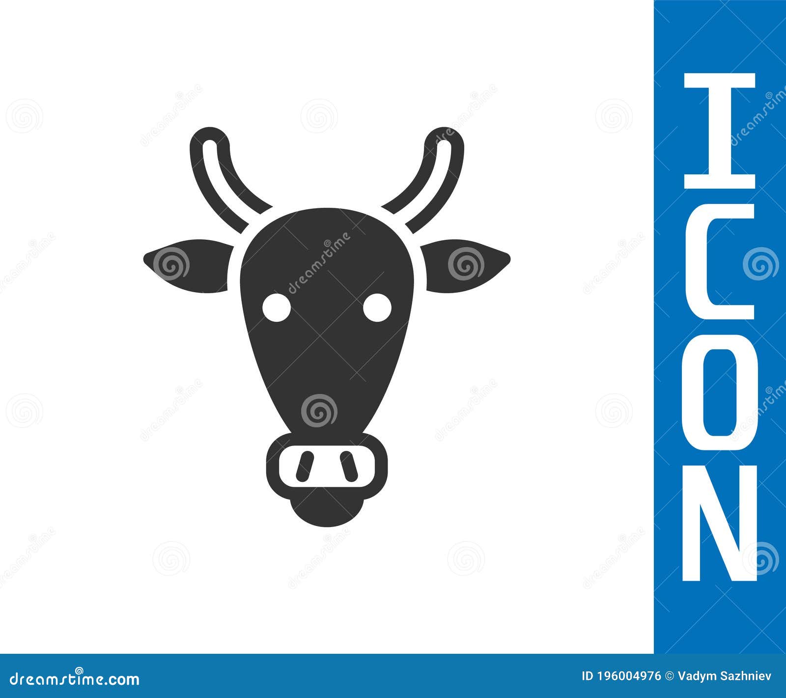 Grey Cow Head Icon Isolated on White Background. Vector Stock Vector ...