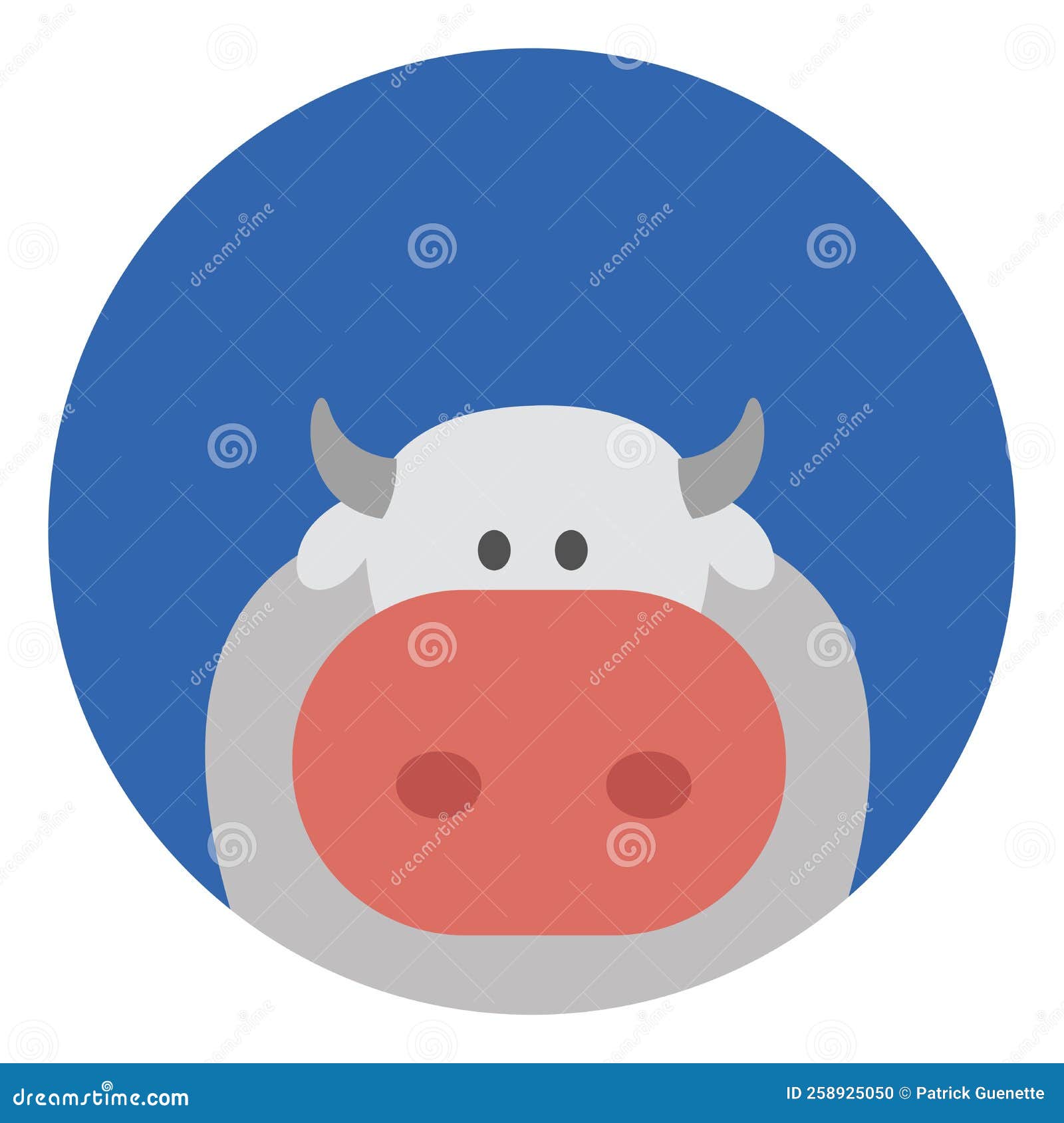 Grey cow, icon stock vector. Illustration of bull, animal - 258925050
