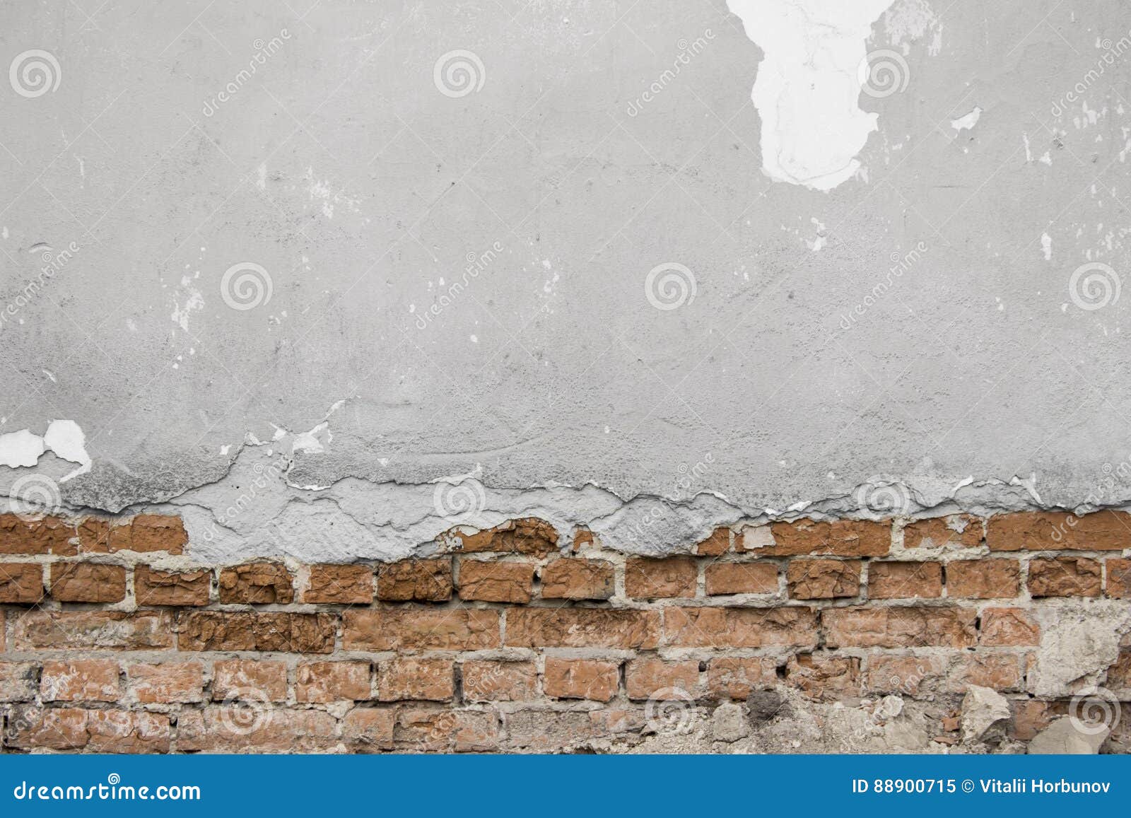 Grey Cracked Concrete Wall with Bricks Stock Image - Image of colors ...