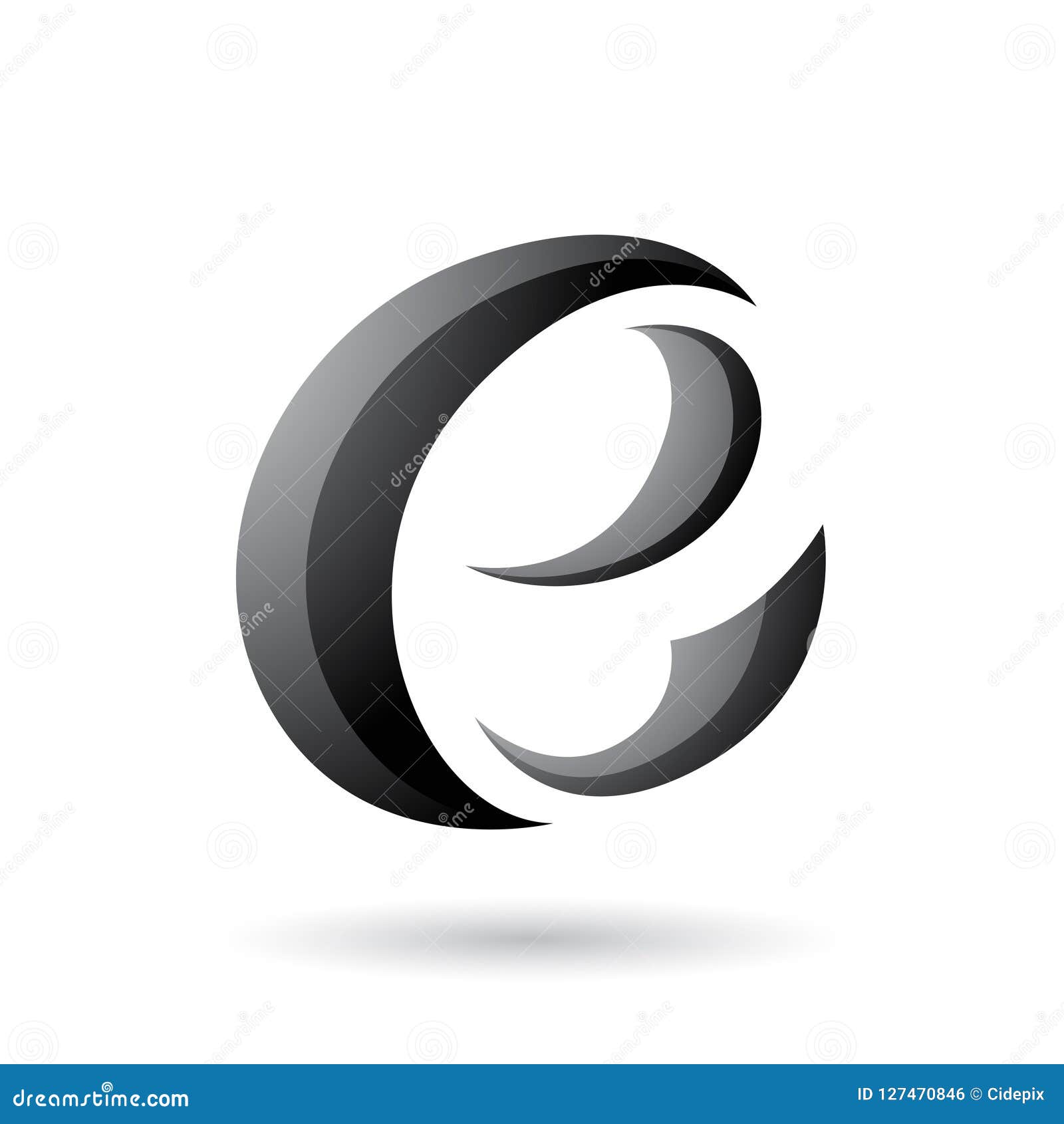 Grey Crescent Shape Letter E Vector Illustration Stock Vector ...