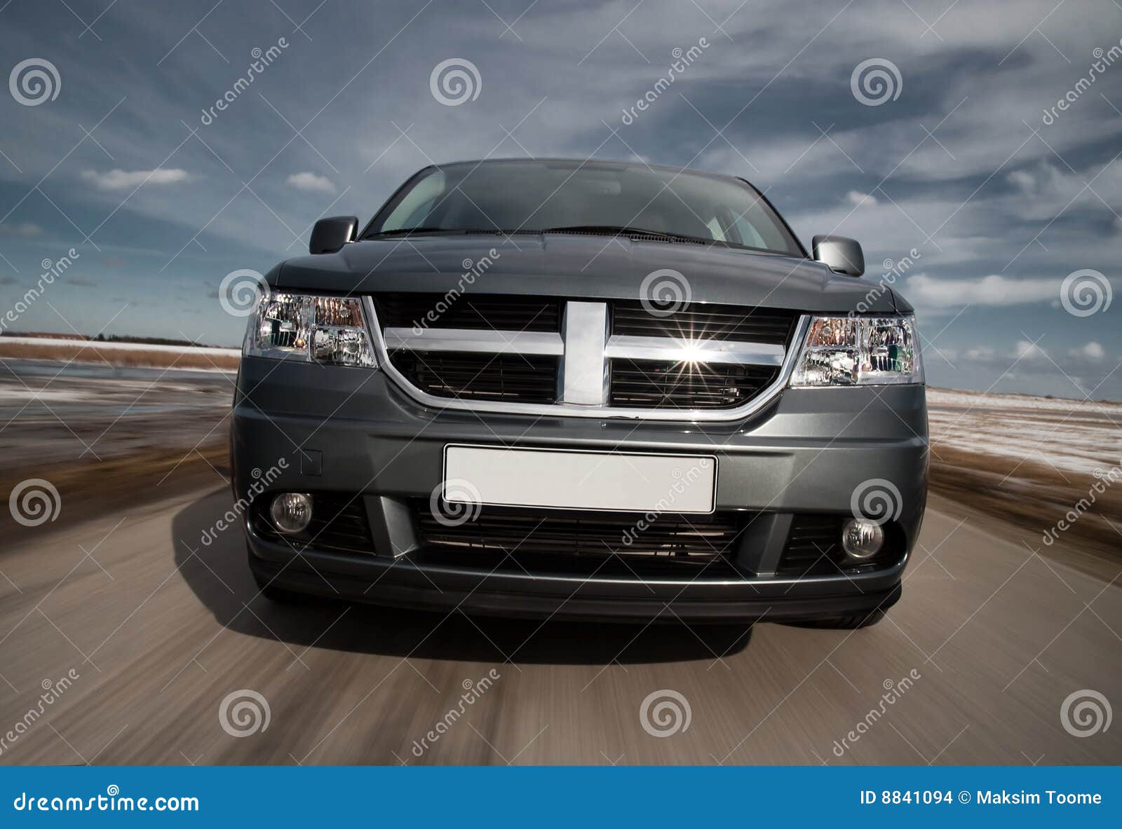 Grey Crossover Driving Fast Stock Photo - Image of power, shiny: 8841094
