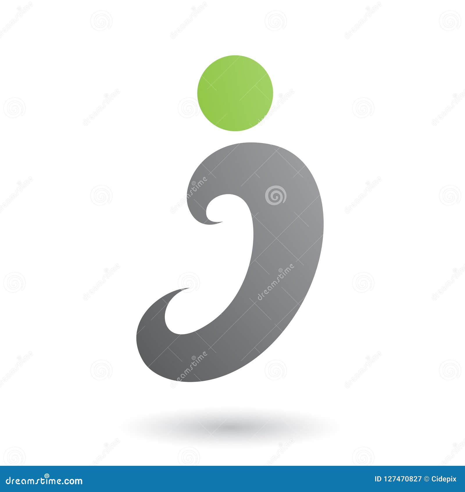 Grey Curvy Fun Letter I Vector Illustration Stock Vector - Illustration ...