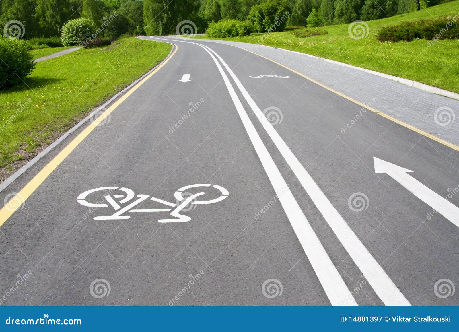 Grey cycle track stock image. Image of environment, marking - 14881397