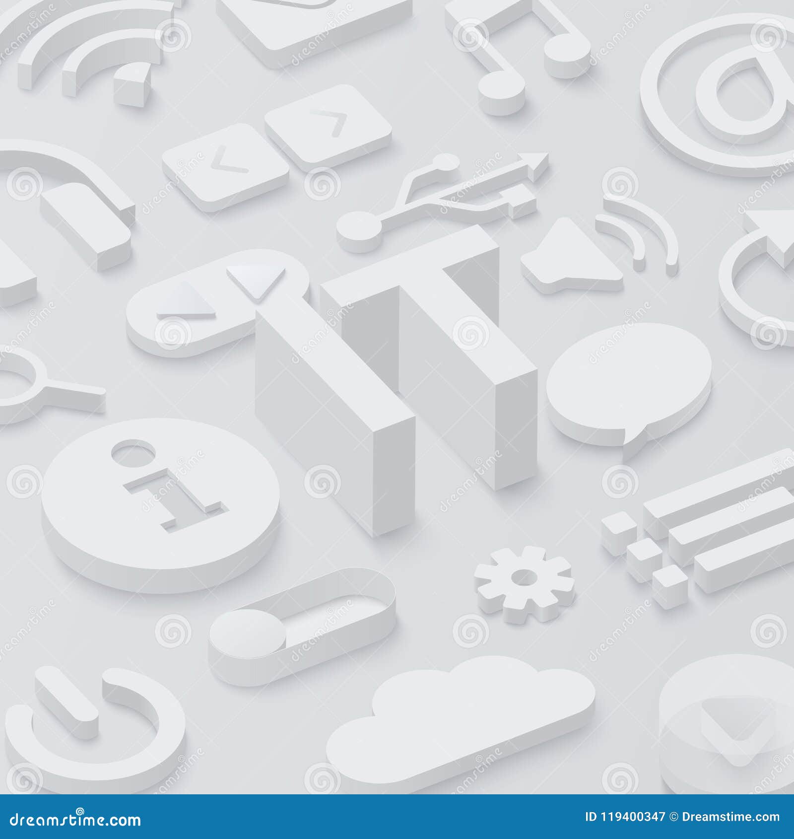 Grey 3d it Background with Web Symbols. Stock Vector - Illustration of ...