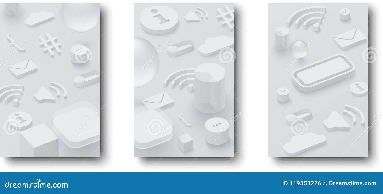 Grey 3d Backgrounds with Web Symbols. Stock Vector - Illustration of ...