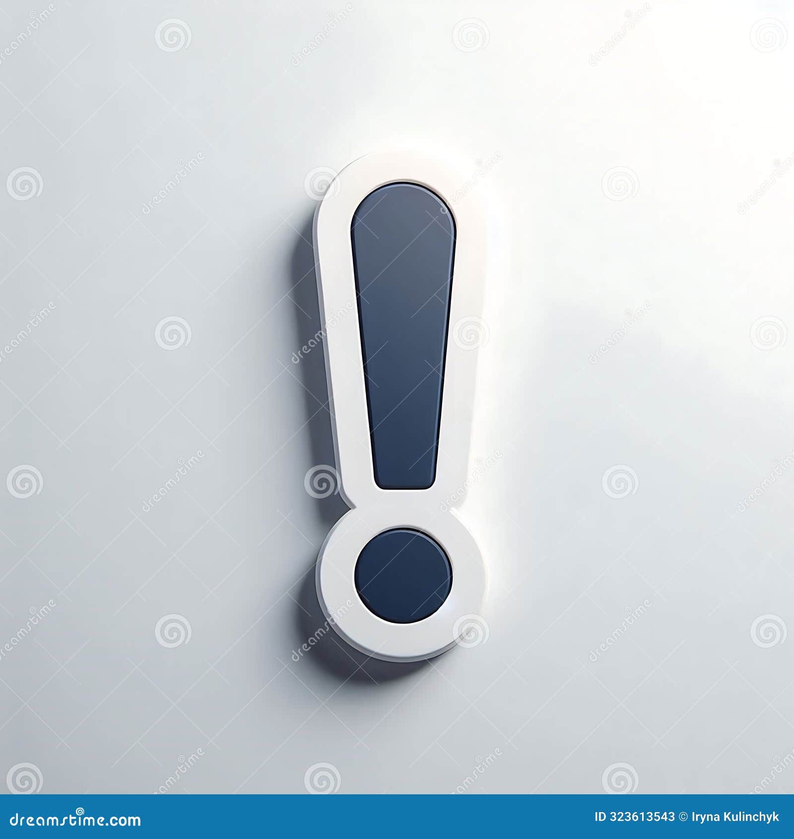 Grey 3D Exclamation Mark Isolated On White Background. Minimalist ...