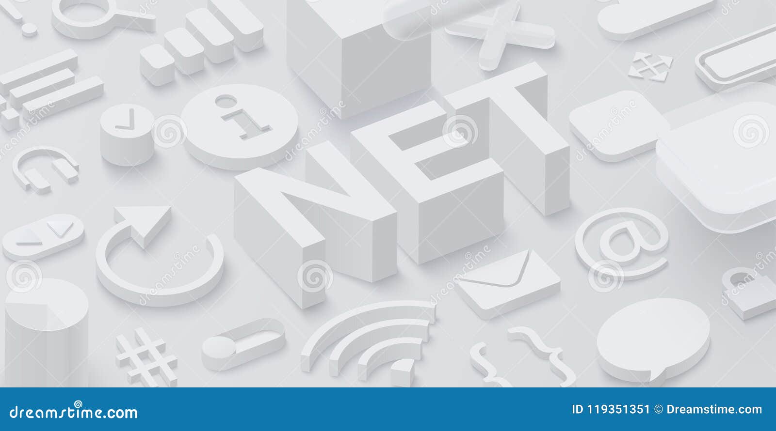 Grey 3d Net Background with Web Symbols. Stock Vector - Illustration of ...