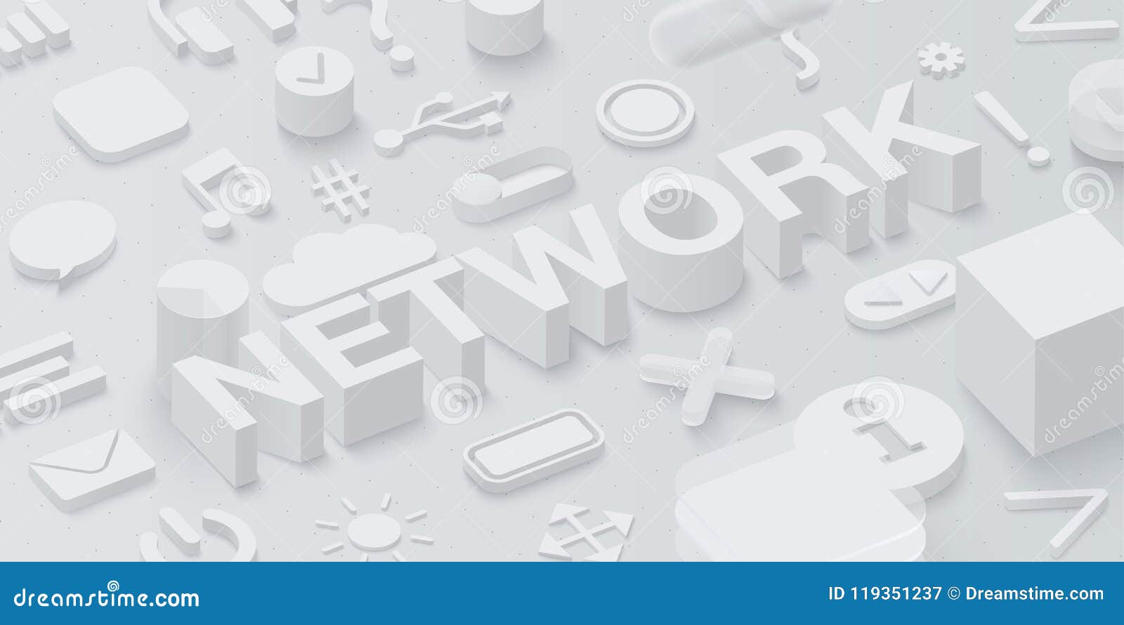 Grey 3d Network Background with Ui Web Symbols. Stock Vector ...