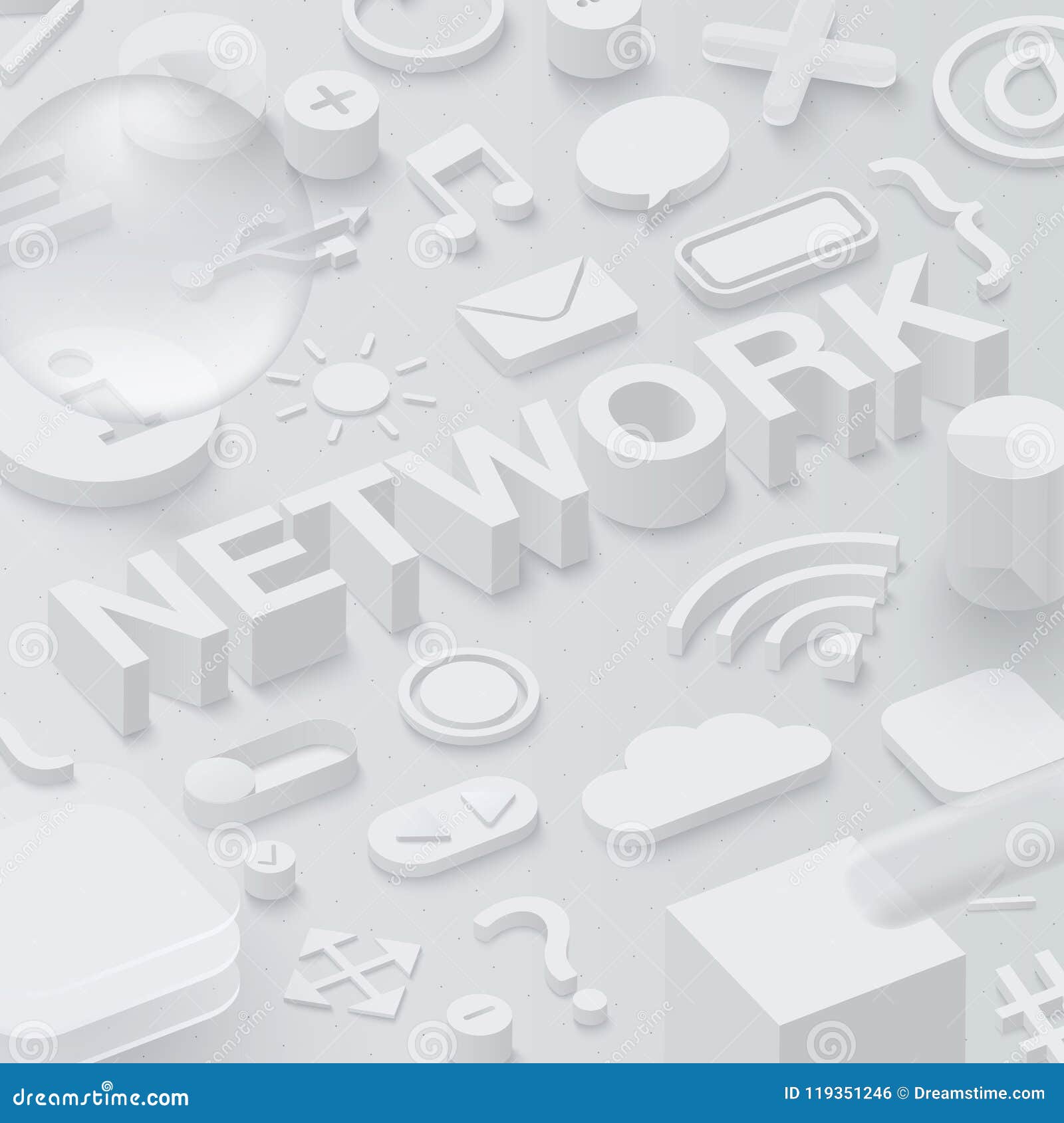Grey 3d Network Background with Ui Web Symbols. Stock Vector ...