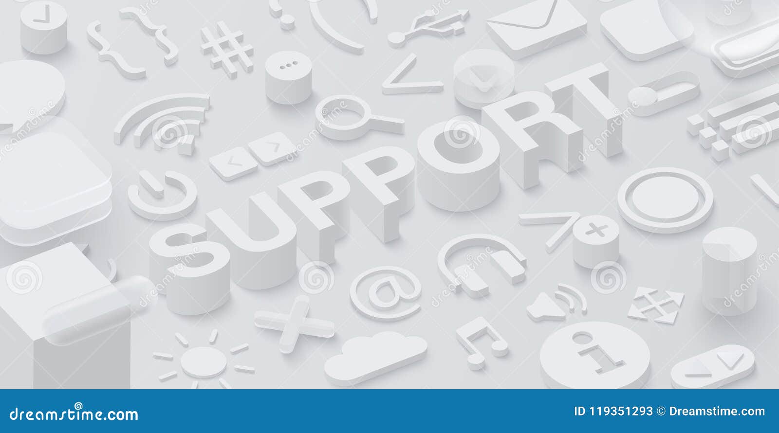 Grey 3d Support Background with Ui Symbols. Stock Vector - Illustration ...