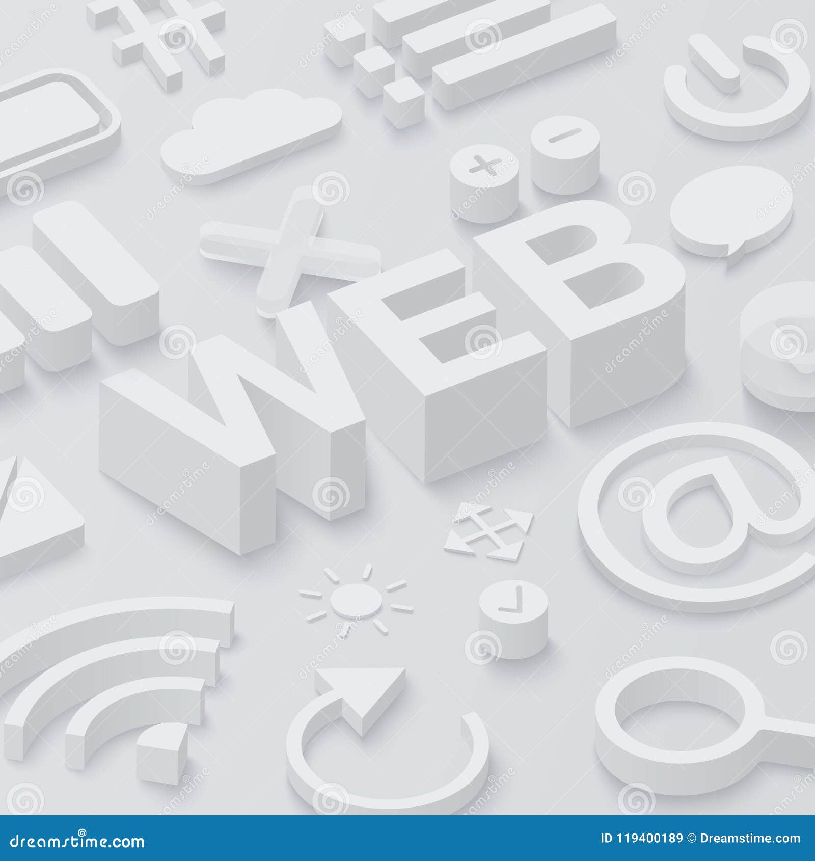 Grey 3d Web Background with Internet Symbols. Stock Vector ...