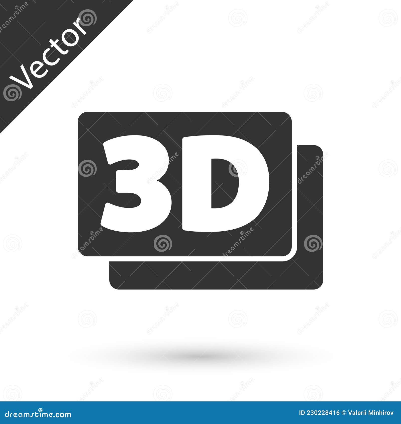 Grey 3D Word Icon Isolated on White Background. Vector Stock Vector ...