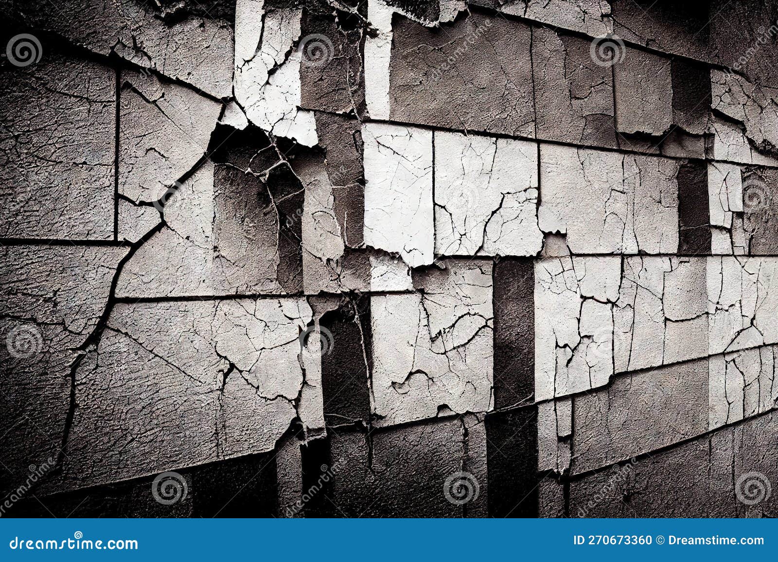 Grey Damage Wall Made from Rectangle Blocks with Old Cracked from Age ...
