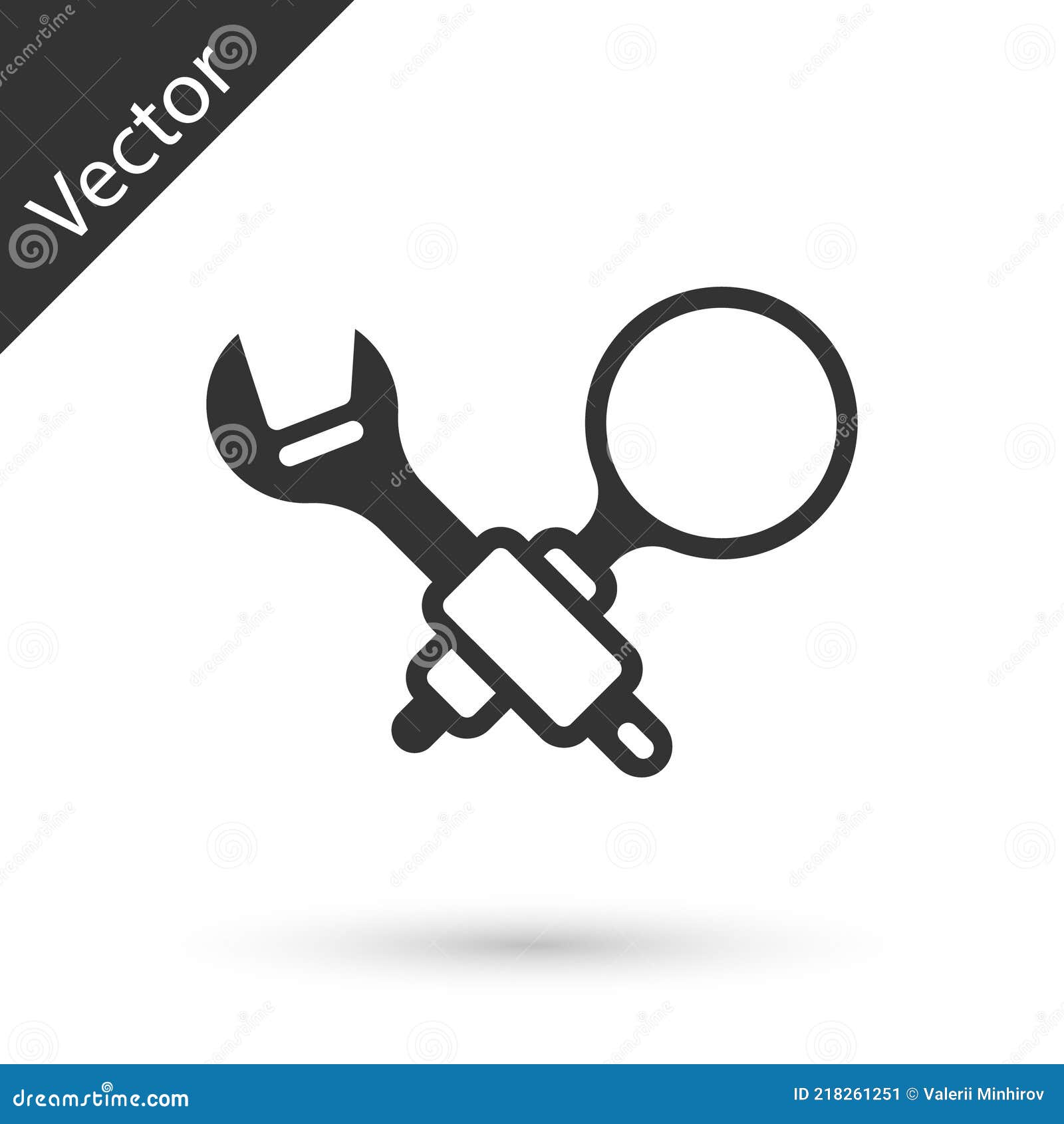 Grey Debugging Icon Isolated on White Background. Debugging Tool. Magnifying Glass on Bug ...
