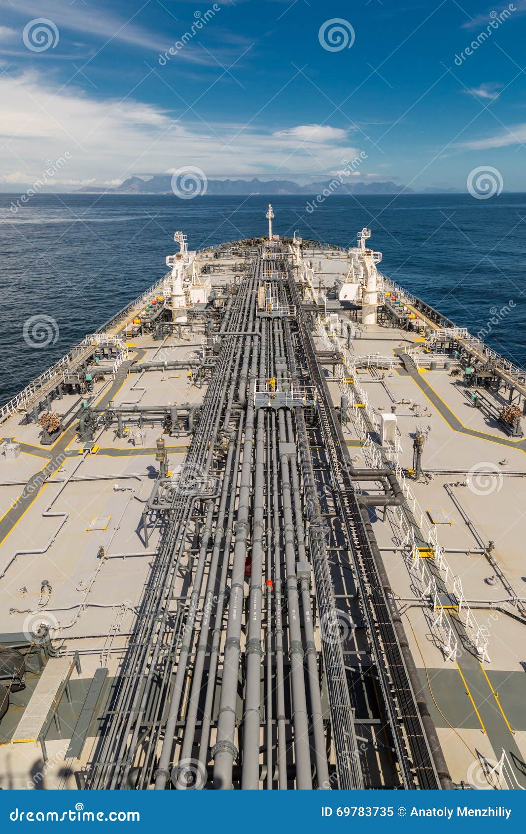 Grey Deck of a Big Oil Tanker - Vertical Image Stock Image - Image of ...