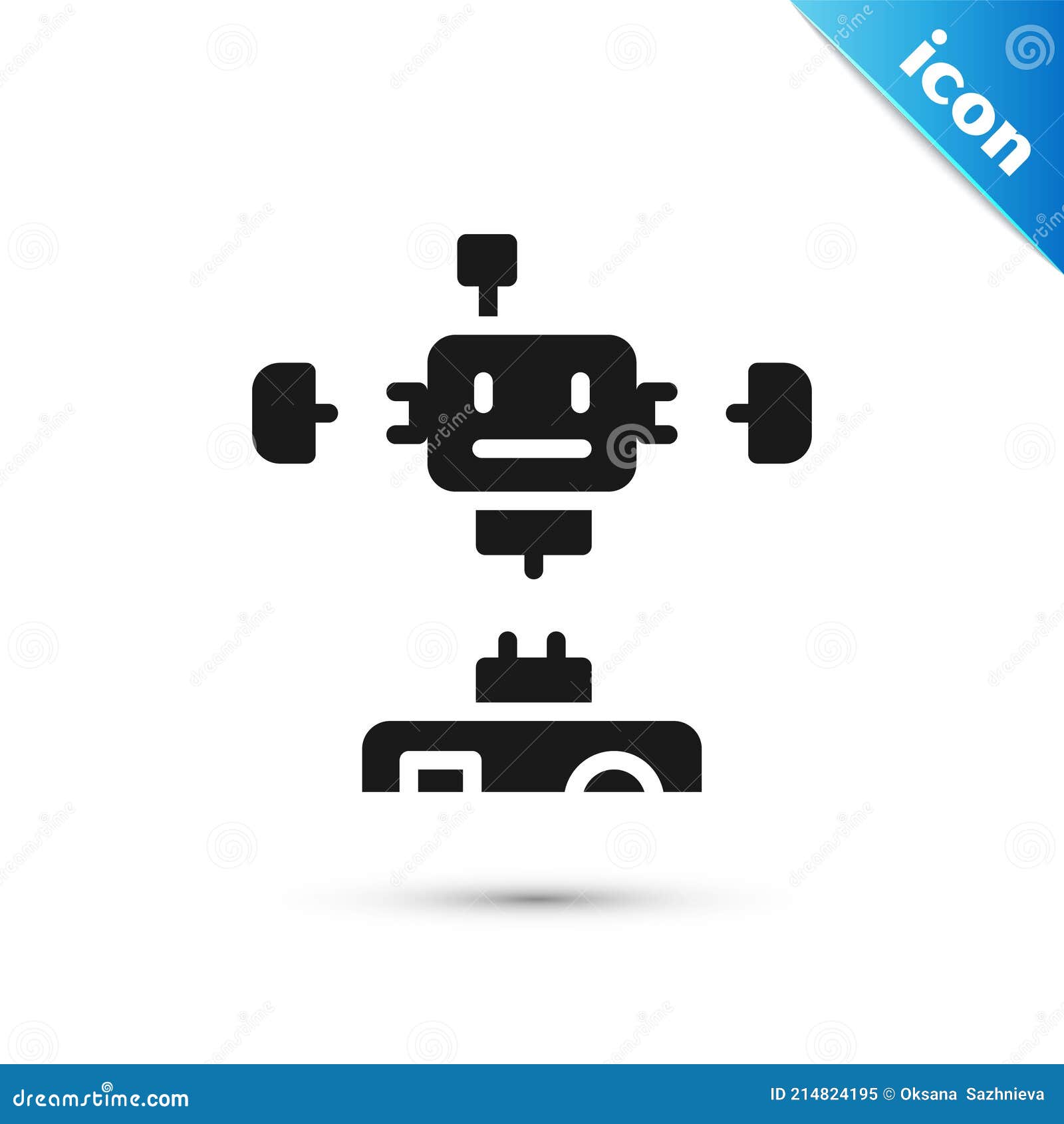 Grey Disassembled Robot Icon Isolated on White Background. Artificial ...