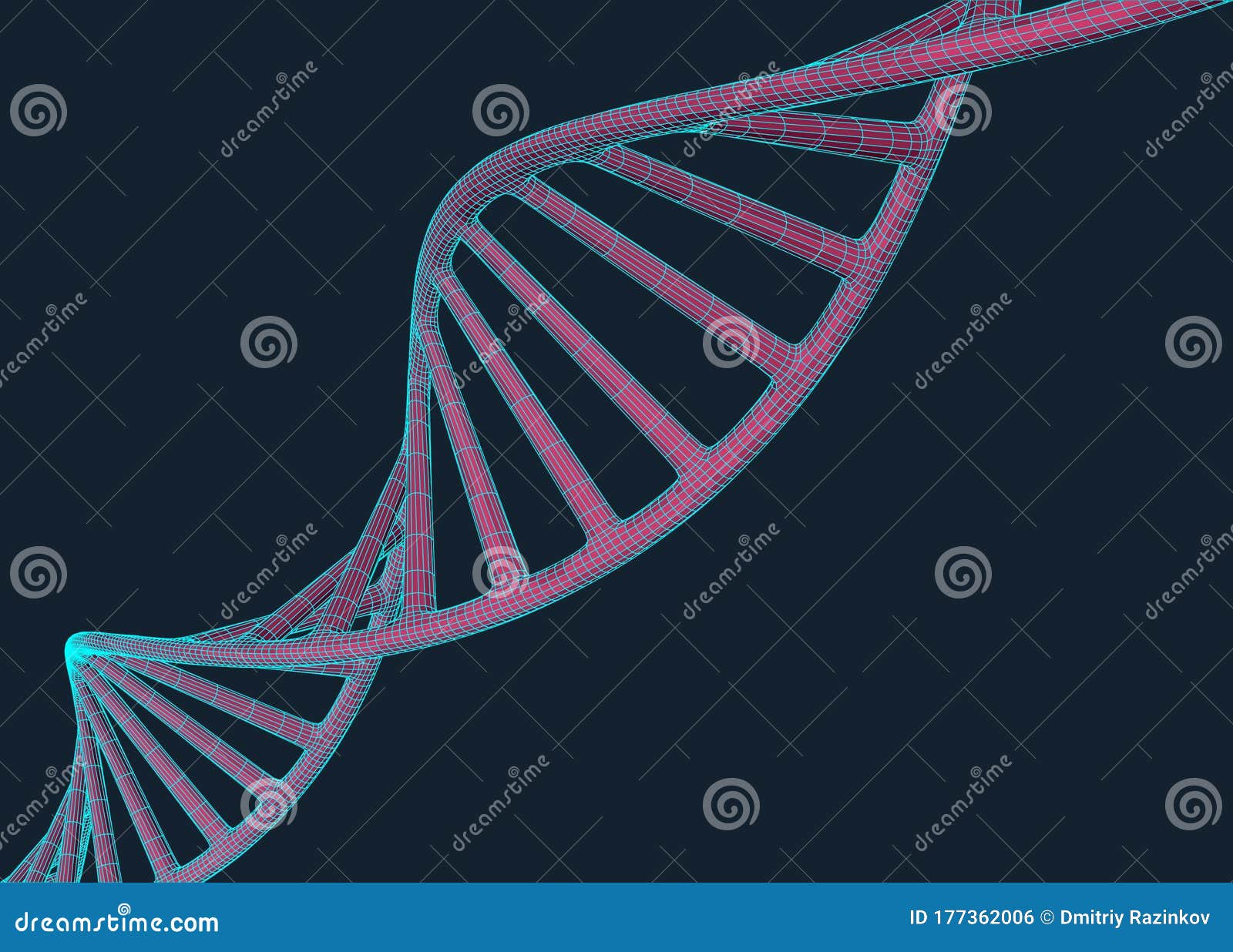 Grey DNA with Polygon Line on Blue Background. Polygonal Space Low Poly ...