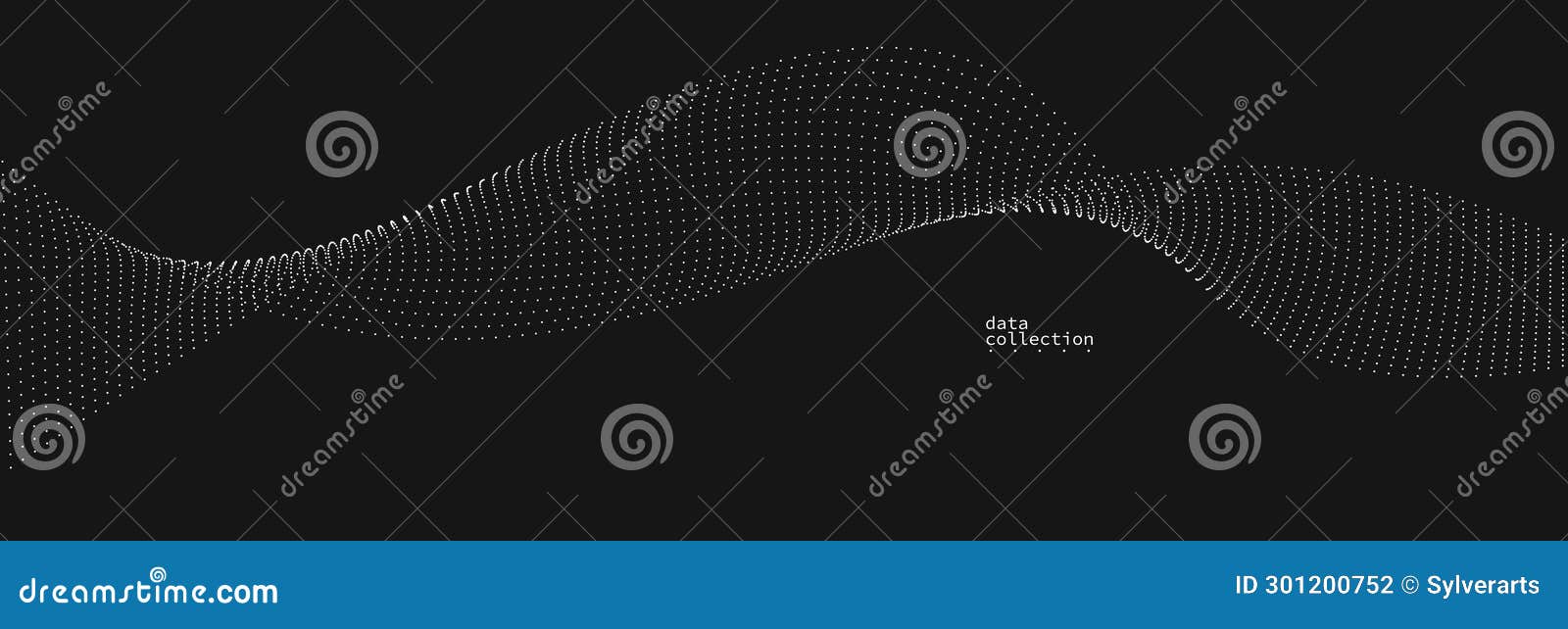 Grey Dots in Motion Vector Abstract Background Over Black, Particles Array Wavy Flow, Curve ...