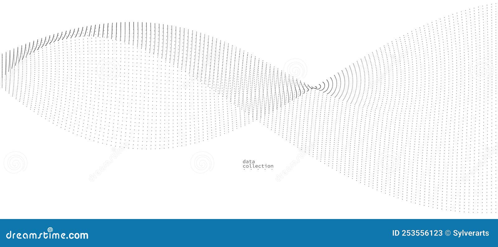 Grey Dots in Motion Vector Abstract Background, Particles Array Wavy Flow, Curve Lines of Points ...