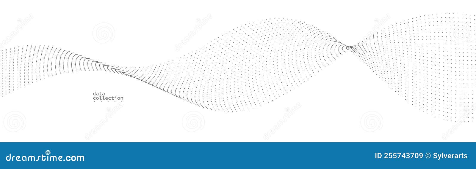 Grey Dots in Motion Vector Abstract Background, Particles Array Wavy Flow, Curve Lines of Points ...