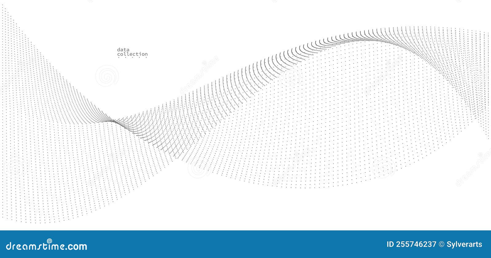 Grey Dots in Motion Vector Abstract Background, Particles Array Wavy Flow, Curve Lines of Points ...