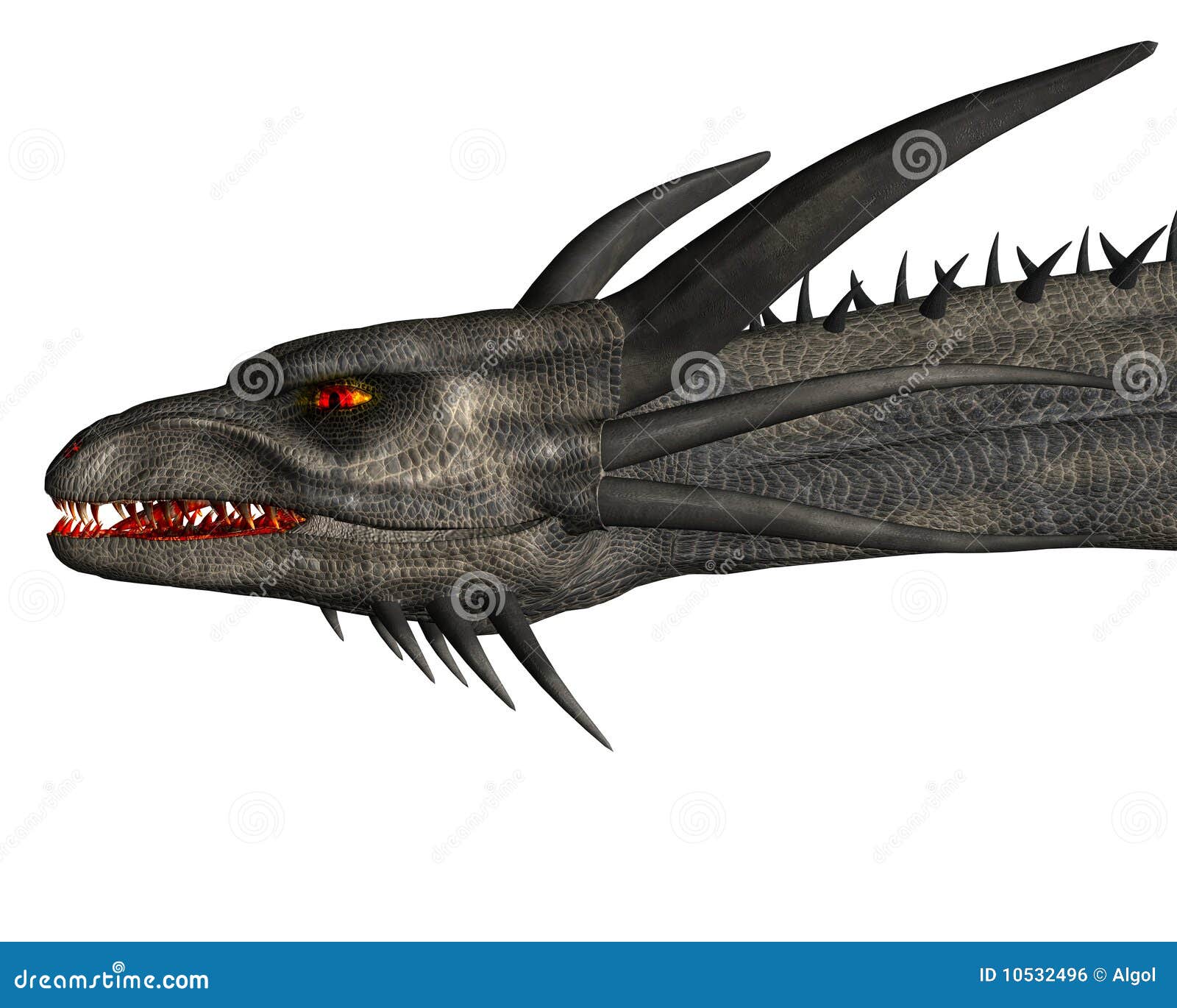 Grey Dragon in close-up stock illustration. Illustration of creature ...
