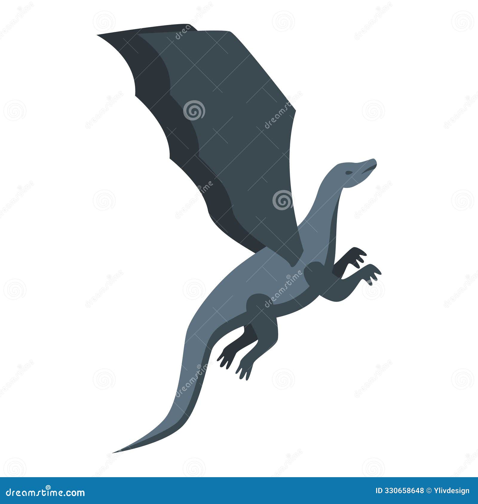 Grey Dragon Flying with Its Wings Spread Stock Illustration ...