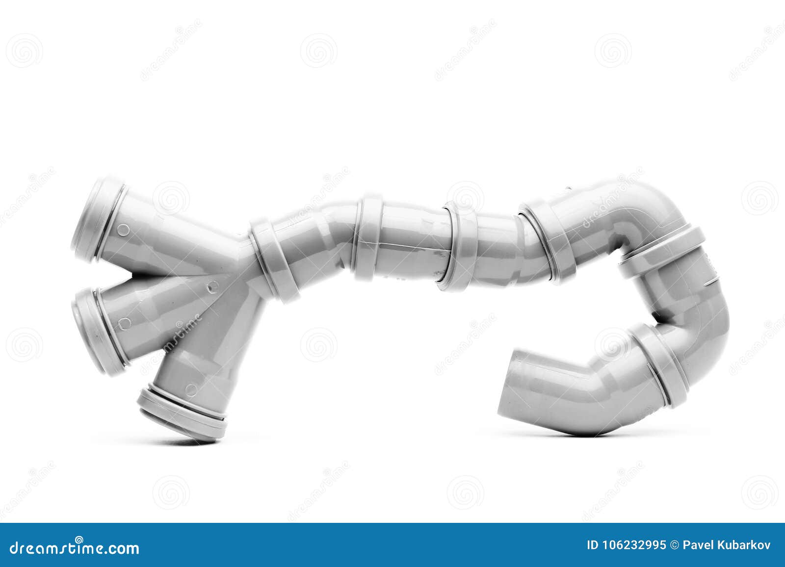 Grey Drain Pipe Tube Element Isolated on a White Stock Image - Image of ...