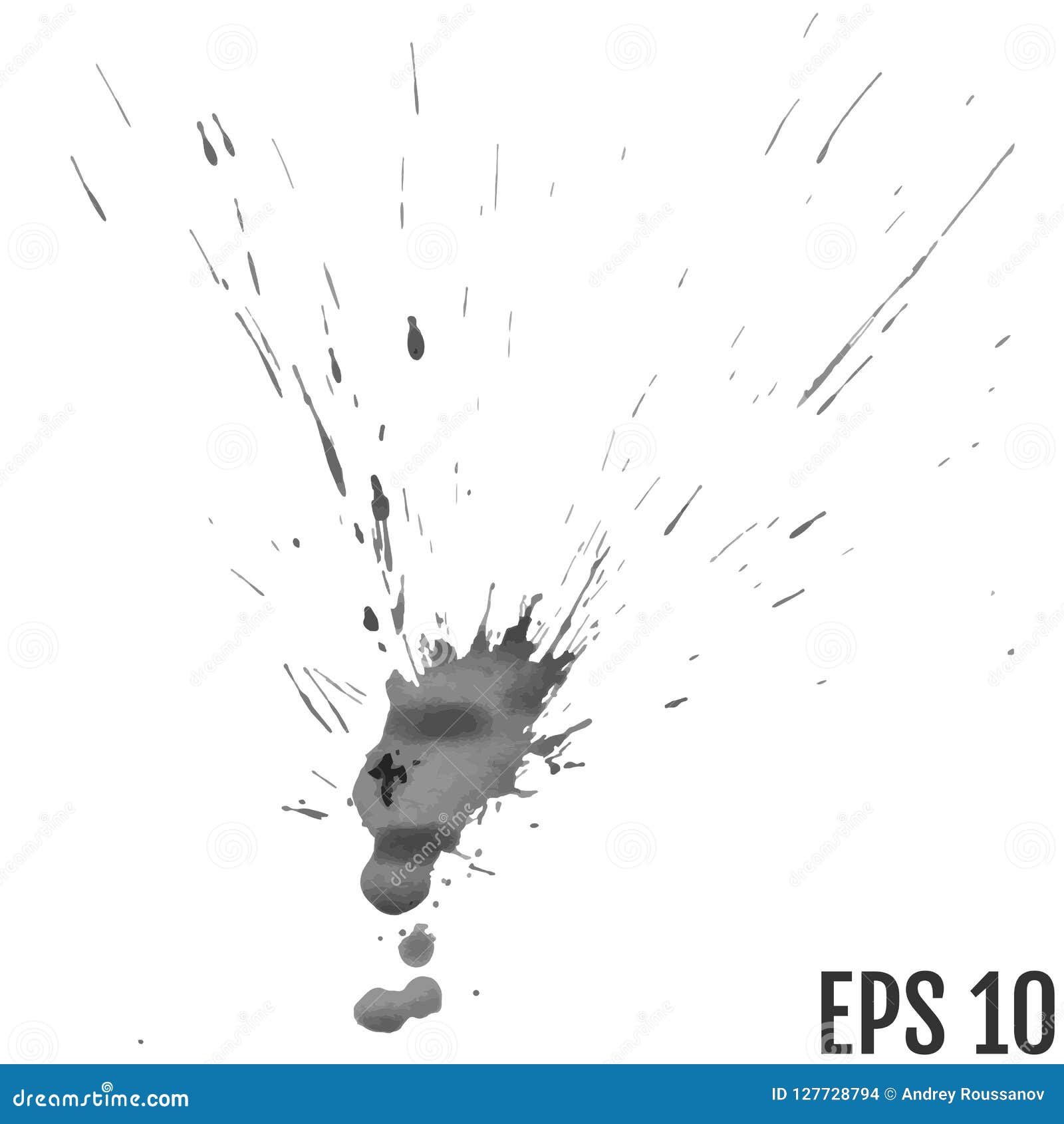 Grey Drops of Paint and Stains, Ink Blots. Vector Ink Texture. Stock ...