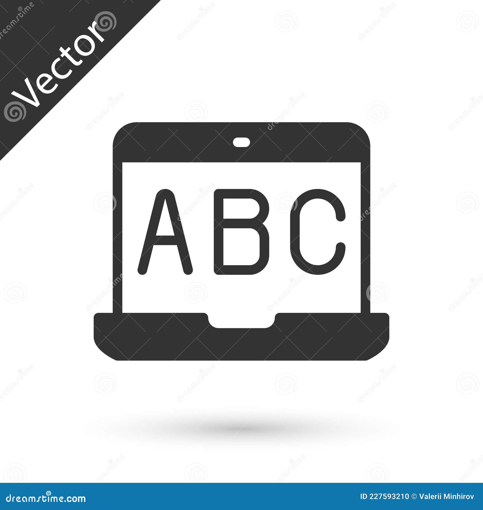 Grey E-learning of Different Foreign Languages Icon Isolated on White ...