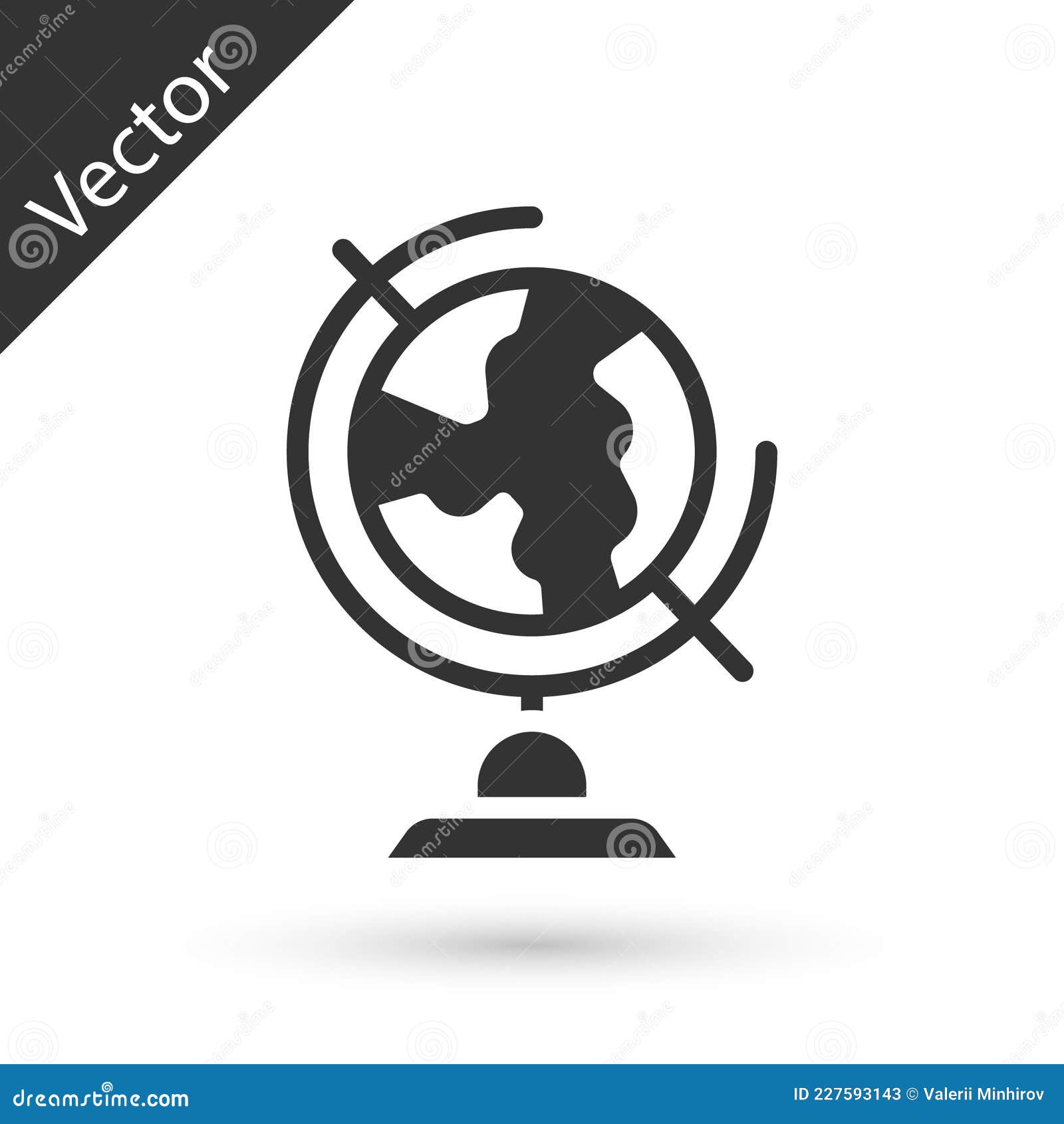 Grey Earth Globe Icon Isolated on White Background. Vector Stock Vector ...