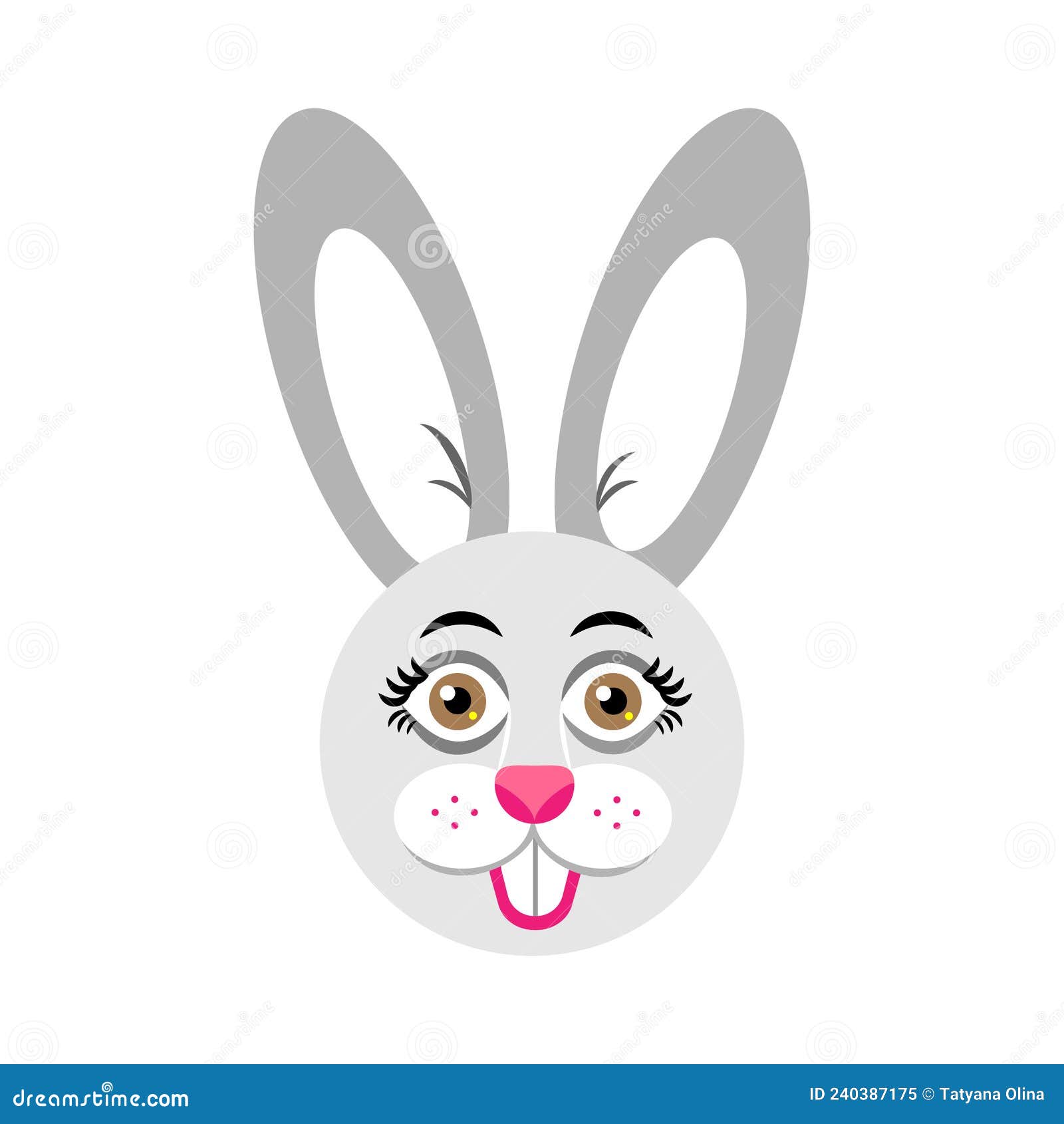 Grey Easter Bunny in Cartoon Style. Easter Rabbit.Vector Illustration ...
