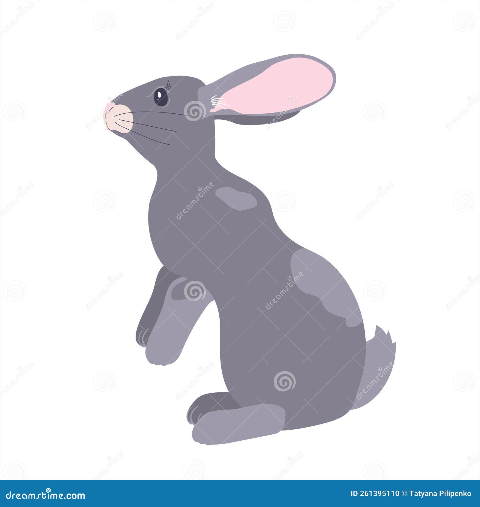 Grey Easter Rabbit Isolated on White Background Stock Illustration ...