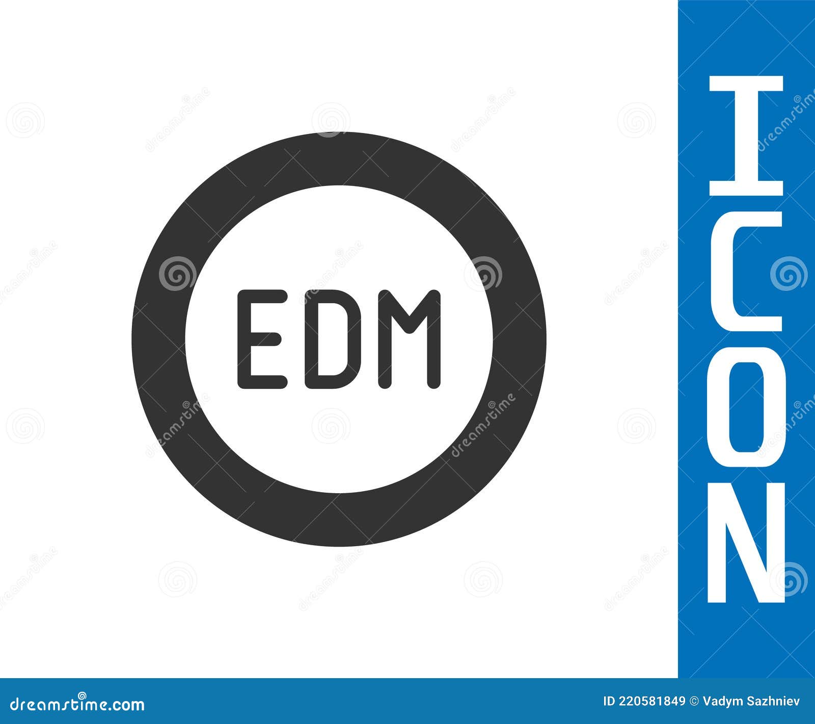 Grey EDM Electronic Dance Music Icon Isolated on White Background ...