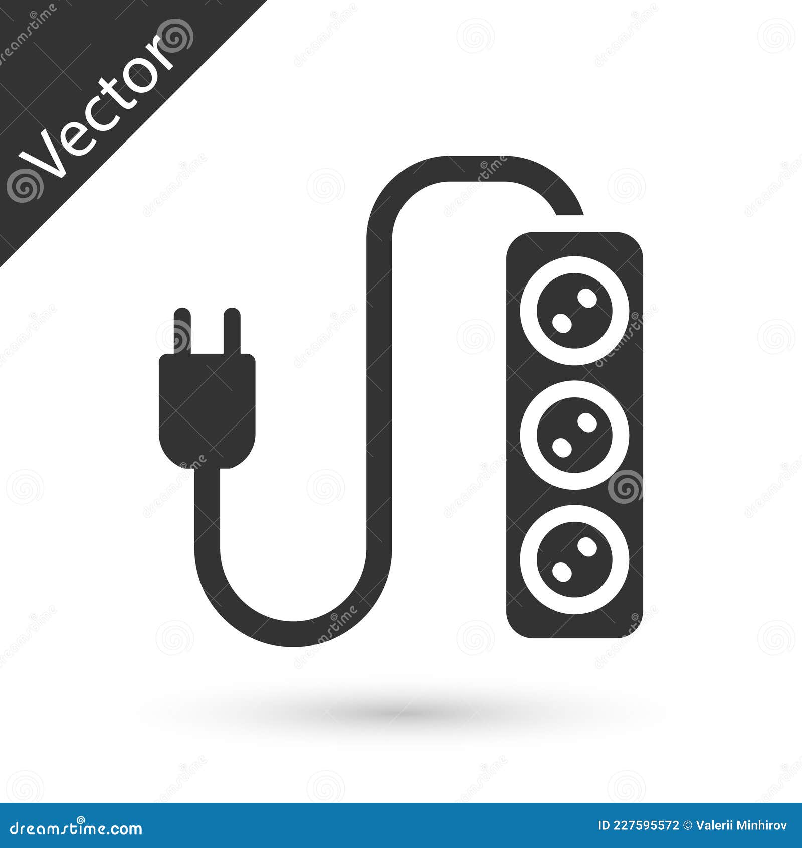 Grey Electric Extension Cord Icon Isolated on White Background. Power ...