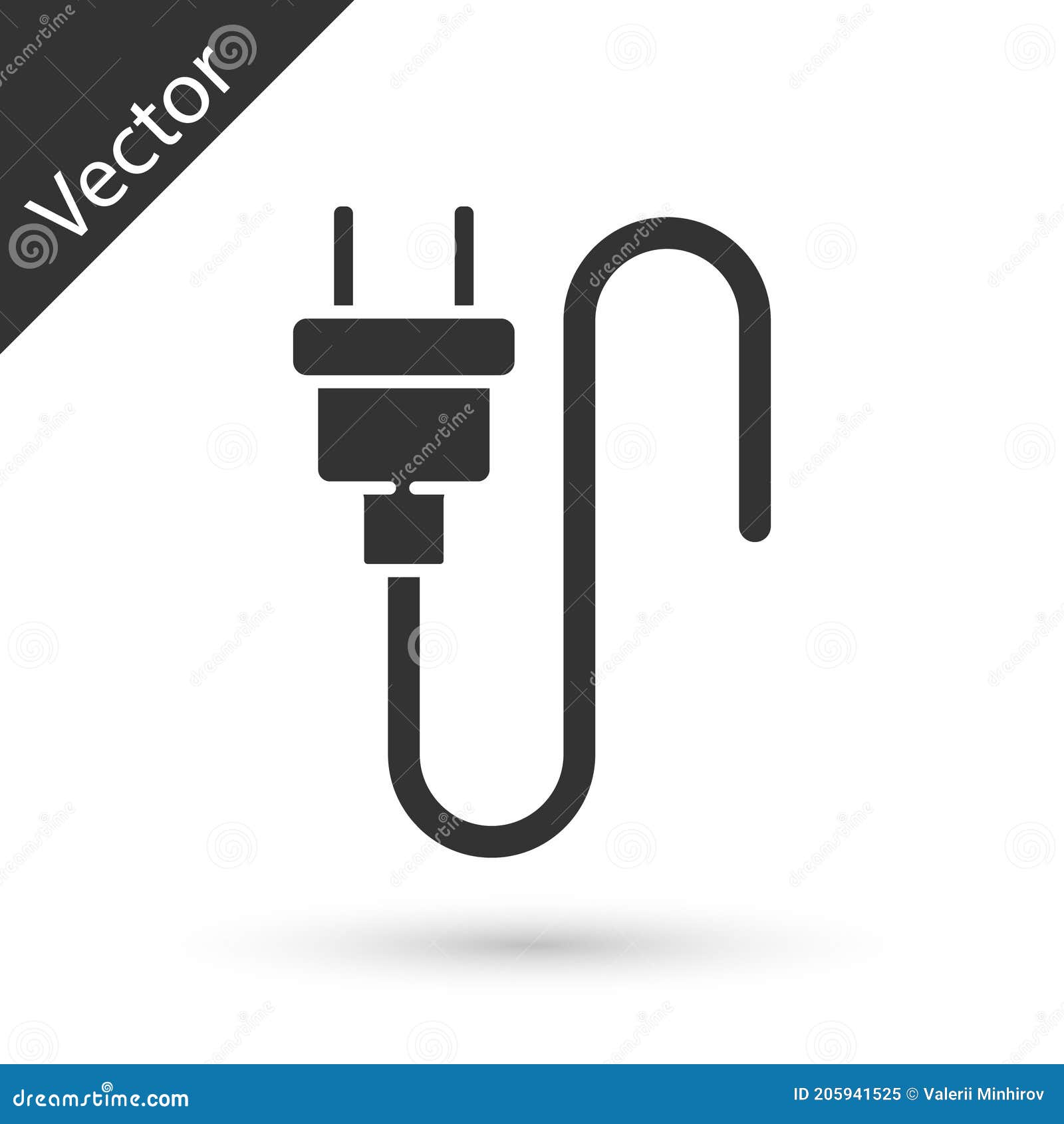 Grey Electric Plug Icon Isolated on White Background. Concept of ...