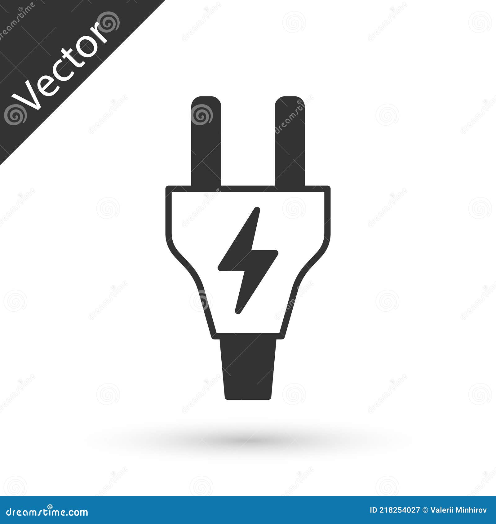 Grey Electric Plug Icon Isolated on White Background. Concept of ...